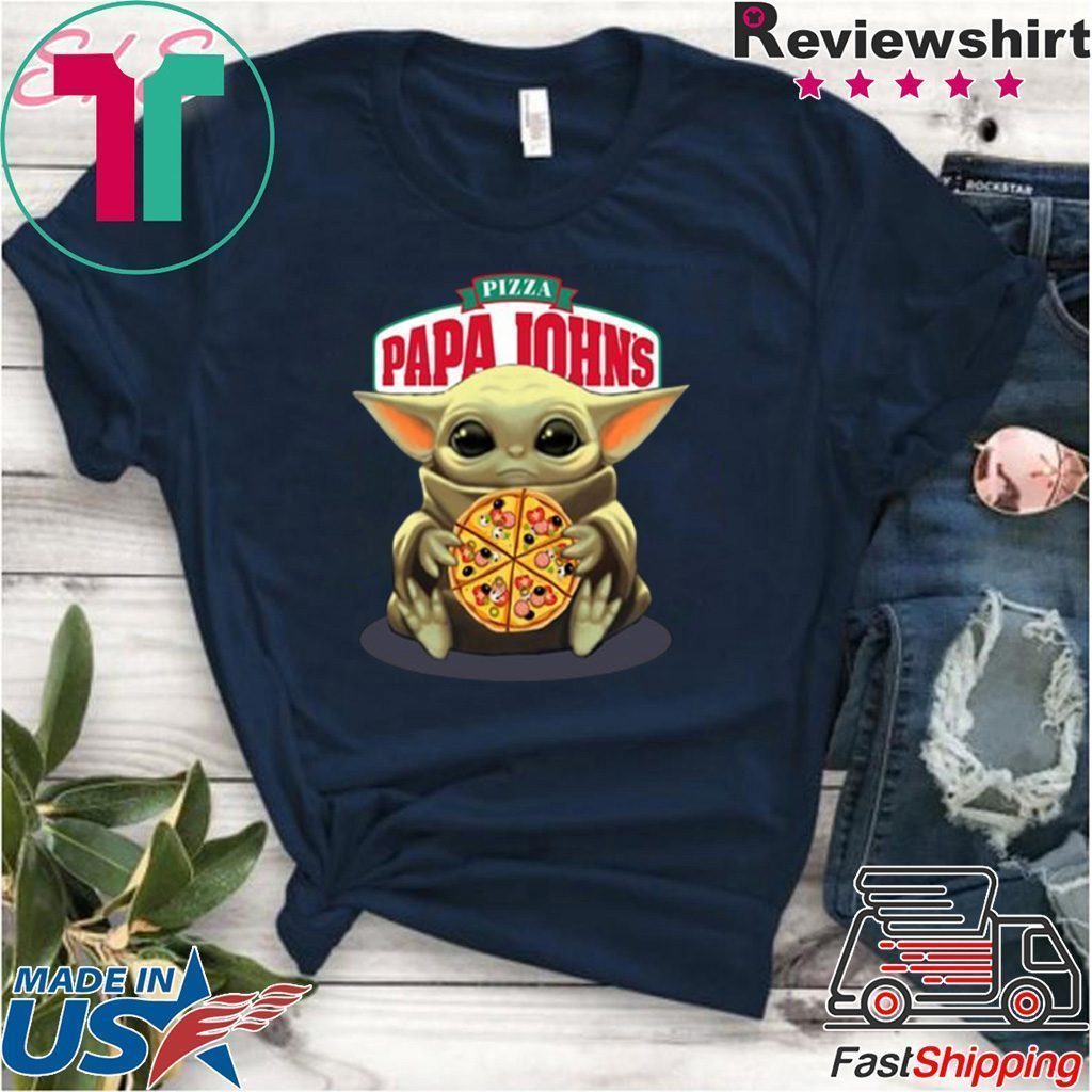Star Wars Baby Yoda Hug Papa John’s Pizza Tee Shirt