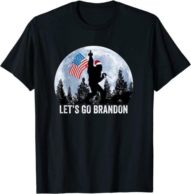 Lets Go Brandon Christmas Bigfoot Middle Finger America Flag 2021 Shirt