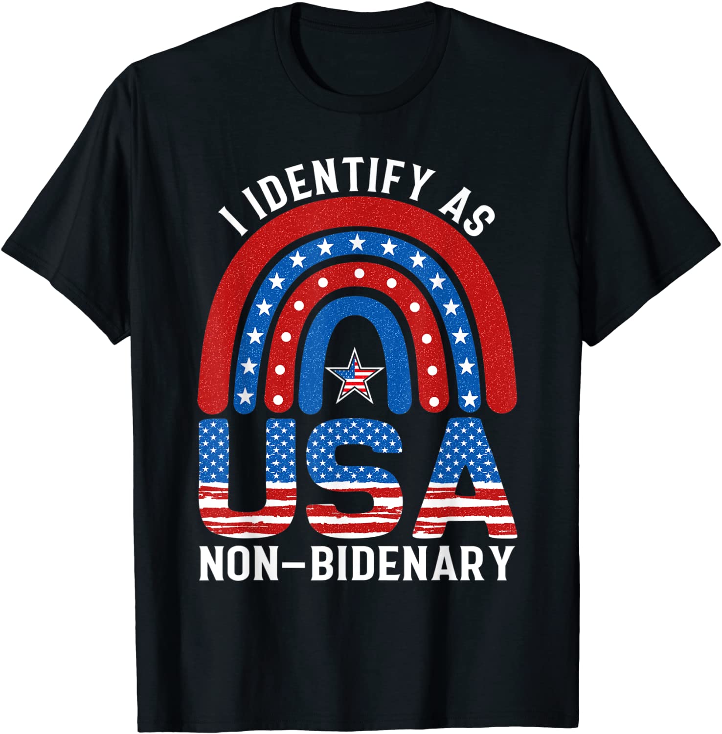 I Identify As Non-Bidenary Rainbow USA Flag Ultra Maga Trump 2022 Shirt