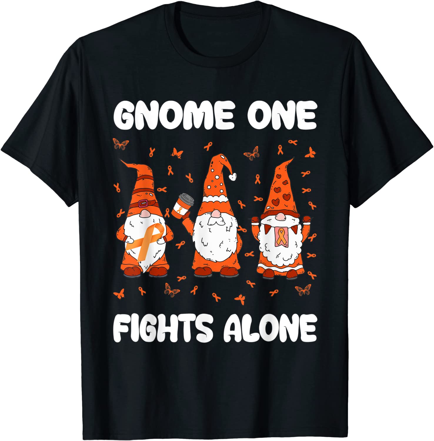 Gnome One Fights Alone Leukemia Awareness Gnome Pun 2022 Shirt