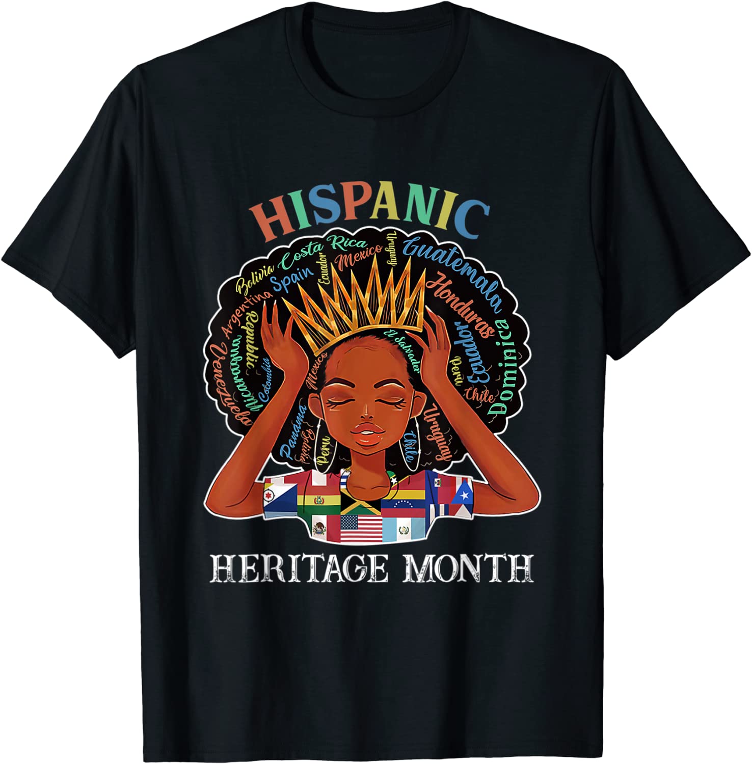 Hispanic Heritage Month Latina Girls Latino Countries Flags 2023 Shirt
