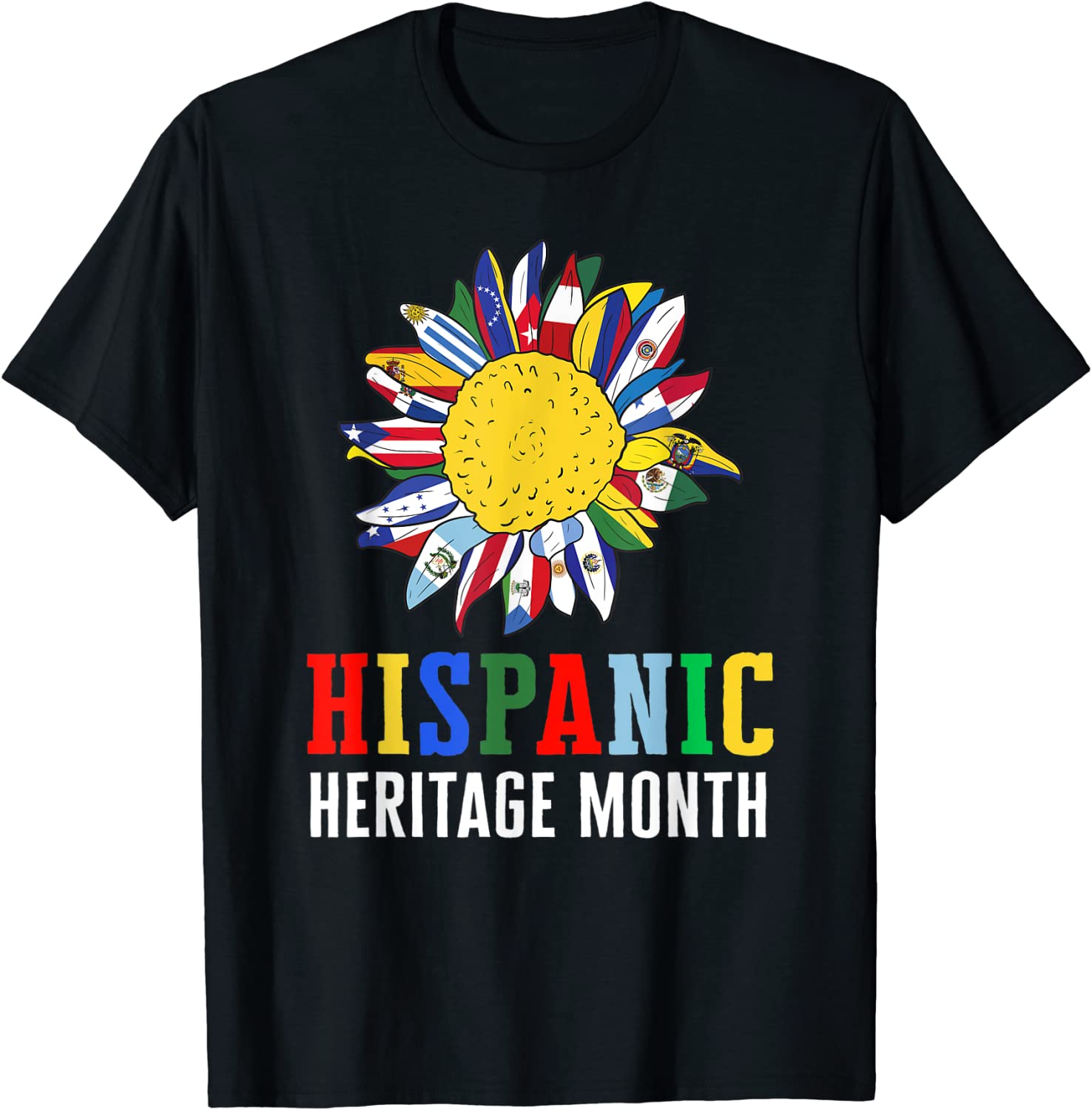 Hispanic Heritage Month Latino Counties Flags Sunflower Classic Shirt