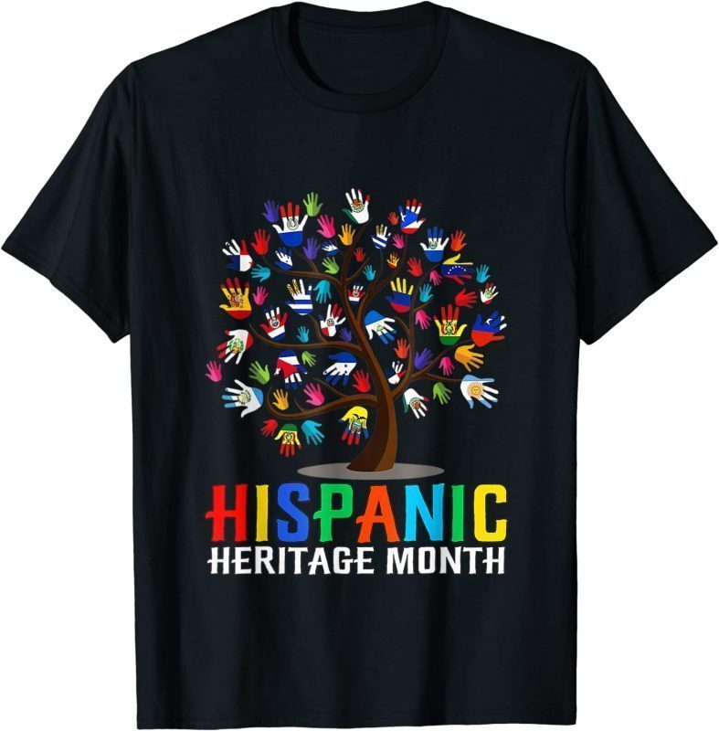 Hispanic Heritage Month Latino Countries Hand Flag Tree Root 2023 Shirt