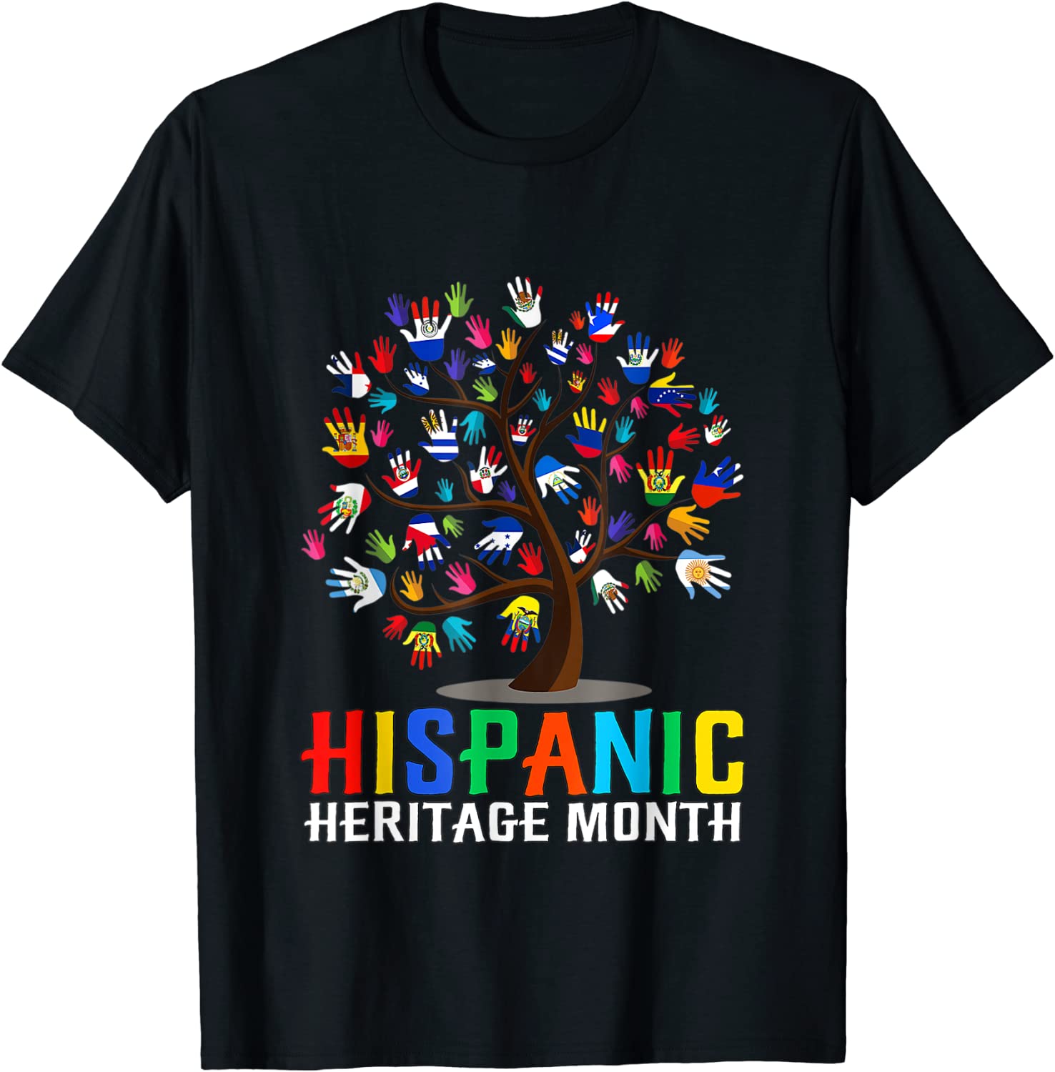 Hispanic Heritage Month Latino Countries Hand Flag Tree Root 2023 Shirt