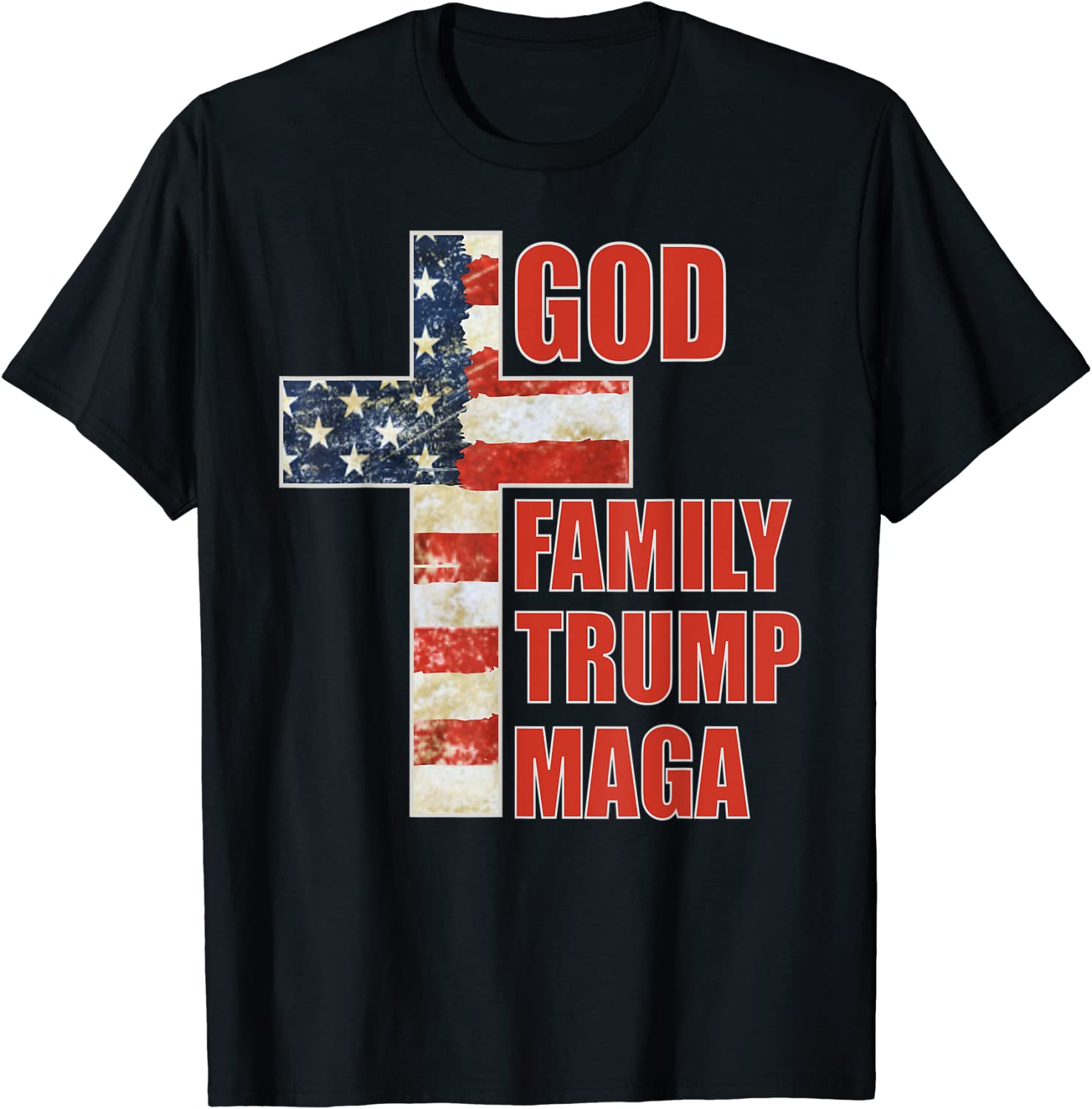 MAGA Values - God Family Trump MAGA Cross with American Flag 2022 Shirt
