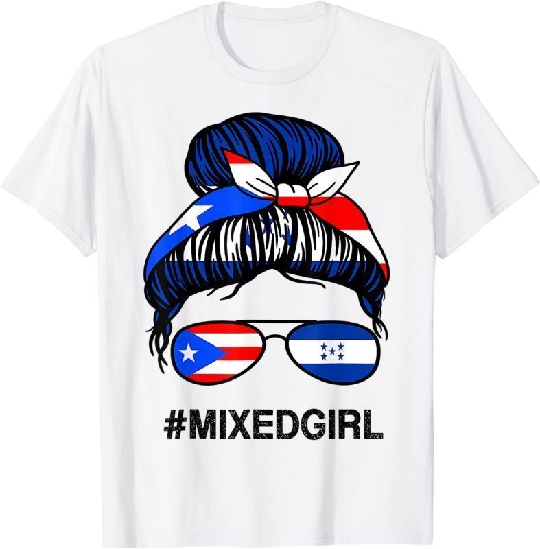 Puerto Rico Honduras Flag Puerto Rican Honduran Messy Bun 2022 Shirt ...