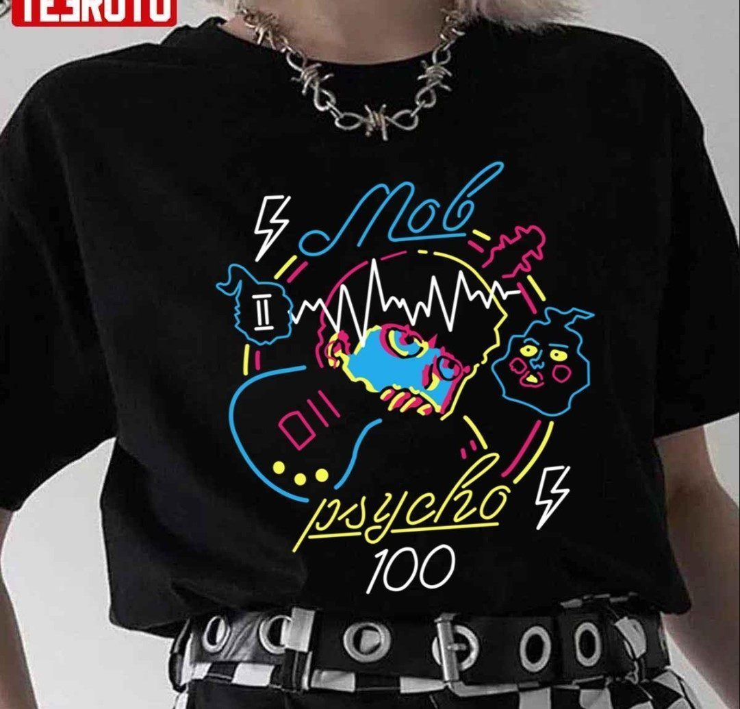 Neon Outline Design Shigeo Kageyama Mob Psycho 100 Limited Shirt
